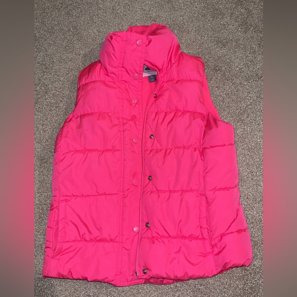 Neon Pink Puffer Vest - Gem